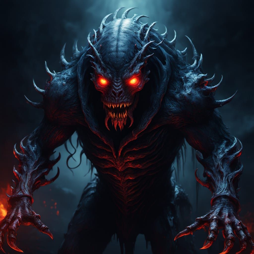 Grotesque, Reptilian Creature in Dark, Biomechanic... - AI Art