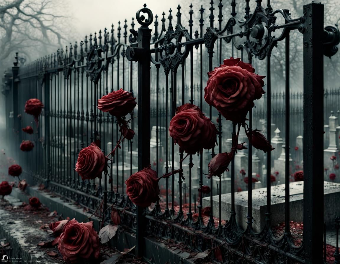 cemetery roses - AI Generated Artwork - NightCafe Creator