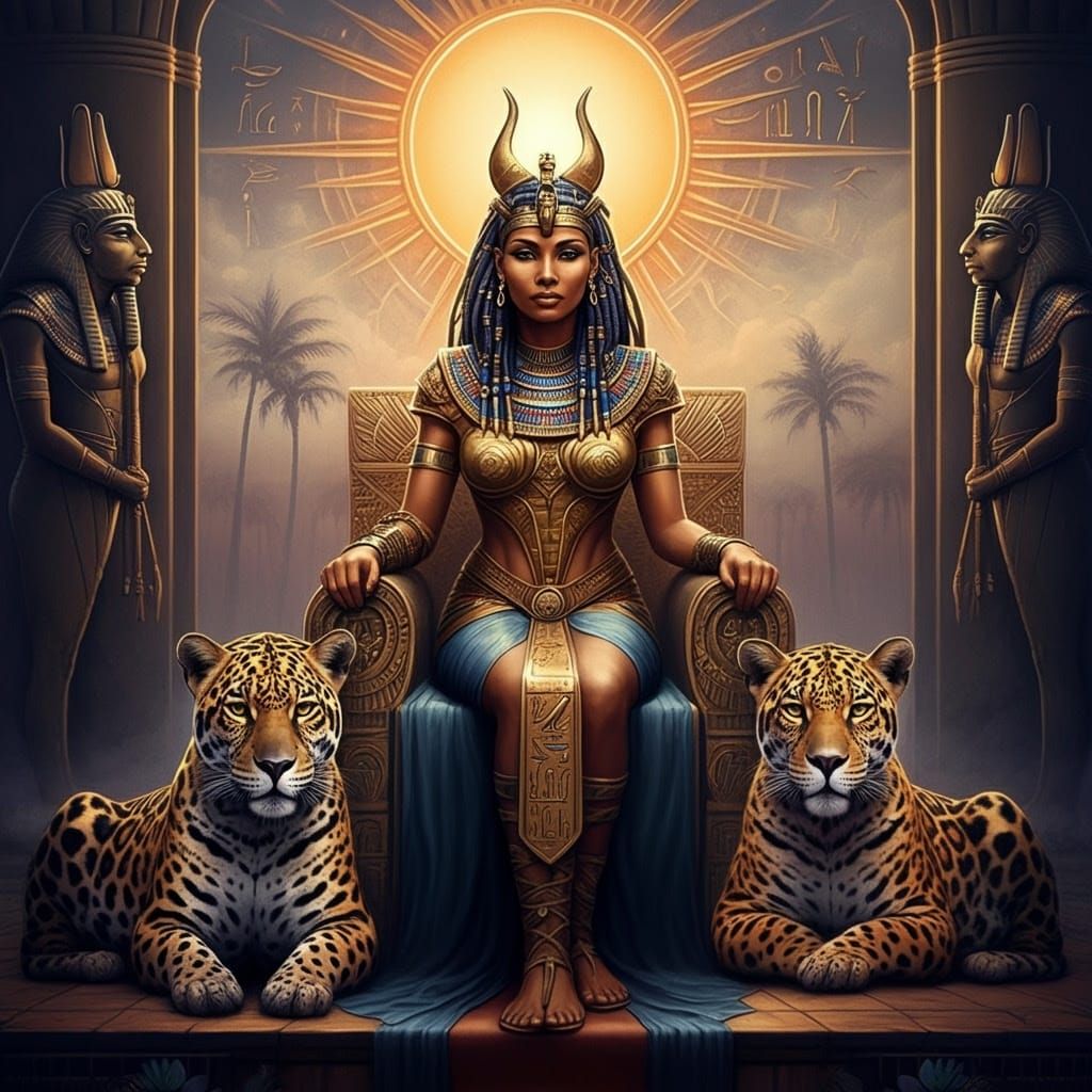 A tan skin Egyptian women with beaded dreadlocks wearing gold metal ...