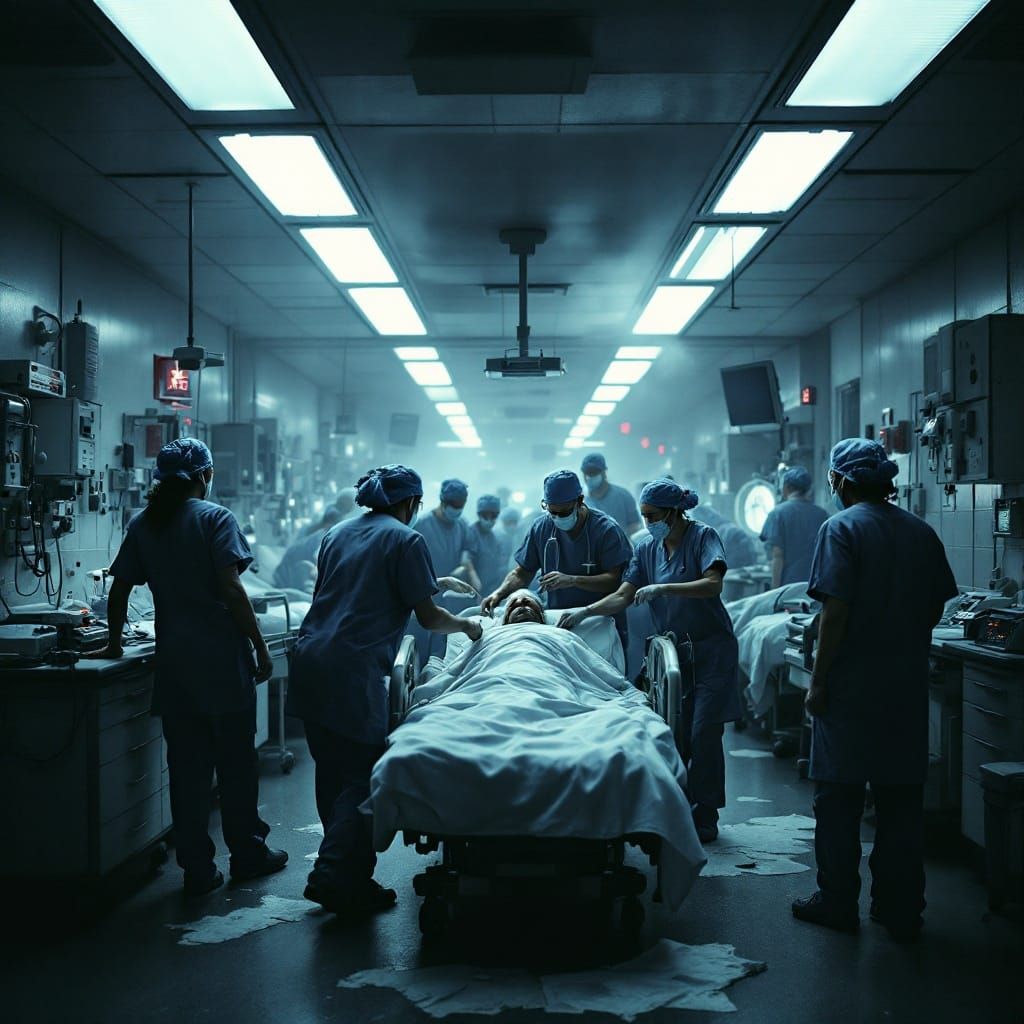emergency room - Gritty Emergency Room Scene in High-Contras...