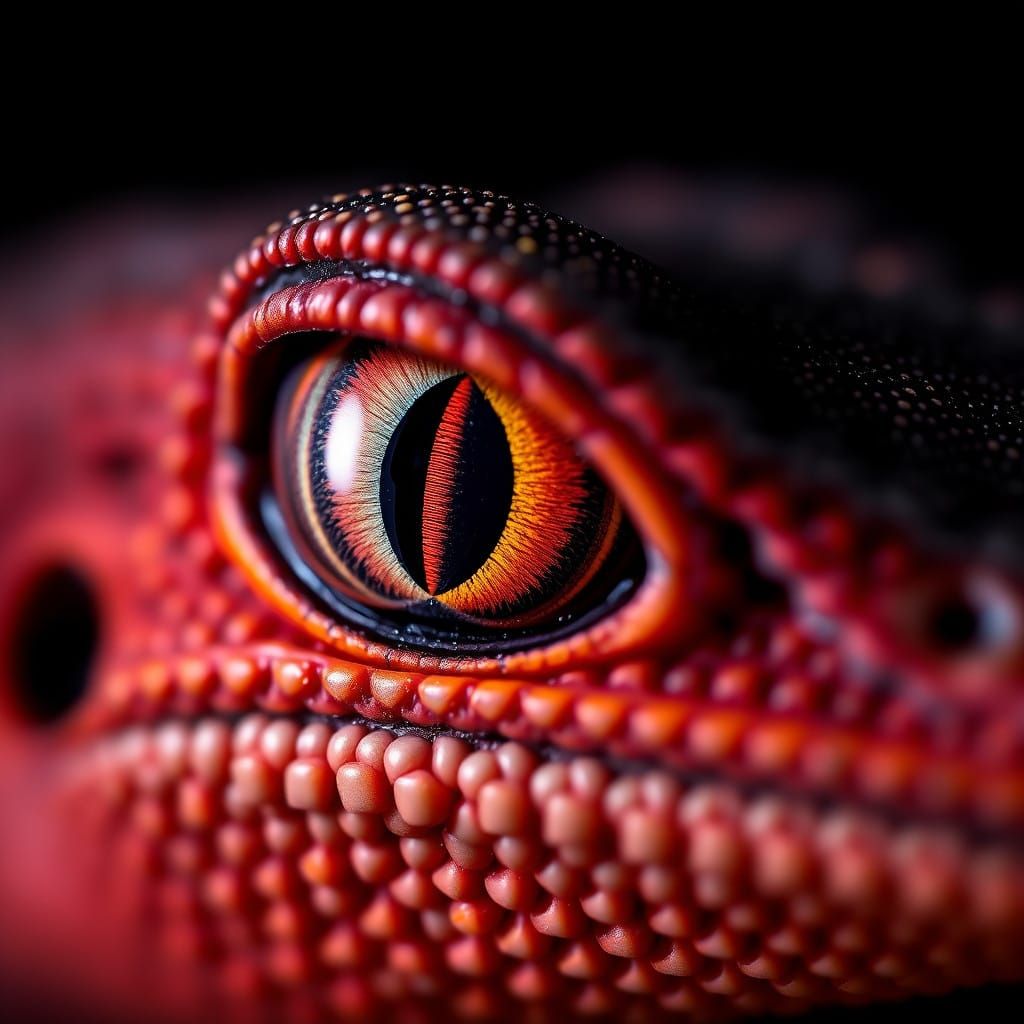 Dragon eye! - Vibrant Armadillo Lizard Eyes in Twilight Fog