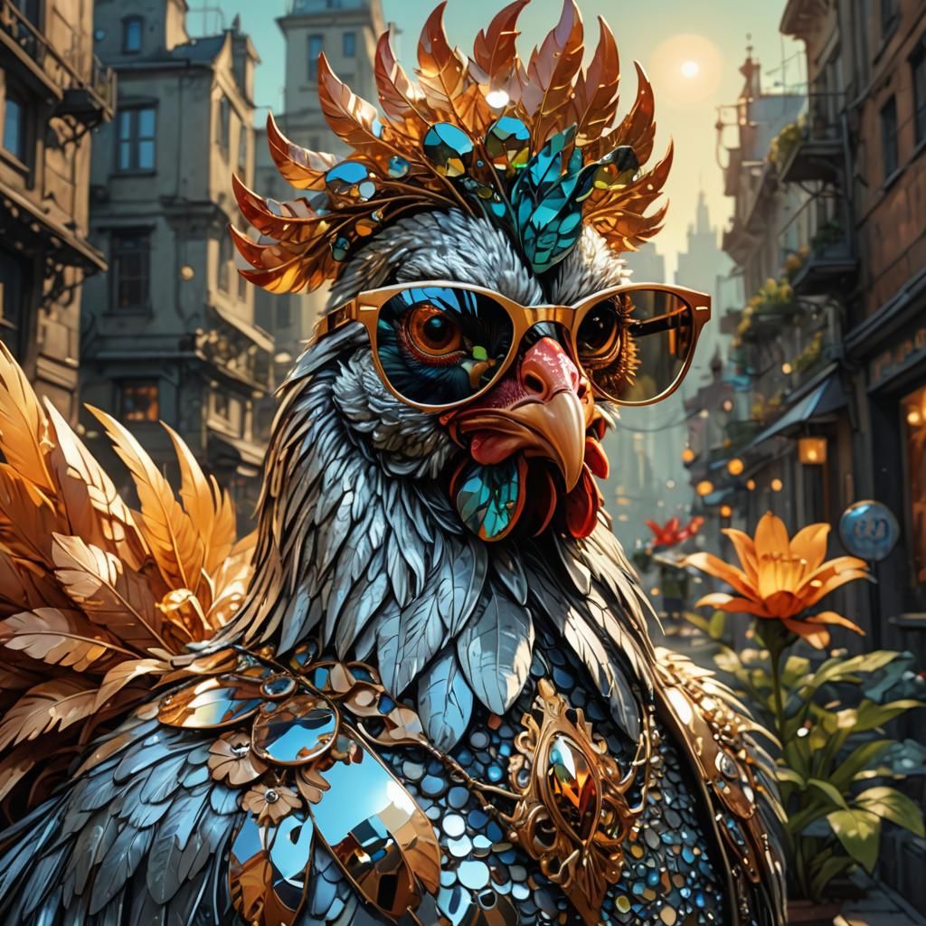 Metallic Rooster - AI Generated Artwork - NightCafe Creator