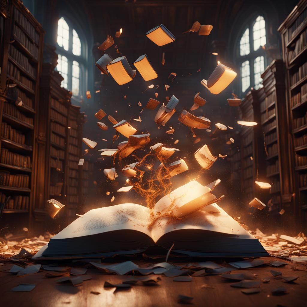 falling books - AI Generated Artwork - NightCafe Creator