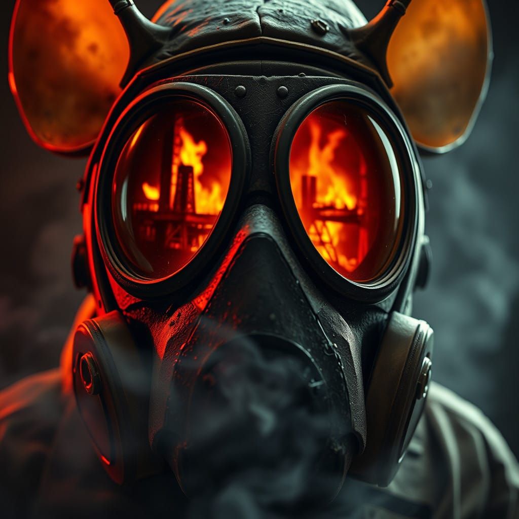 Mouse in Chernobyl Liquidator's Gas Mask in Gritty... - AI Art