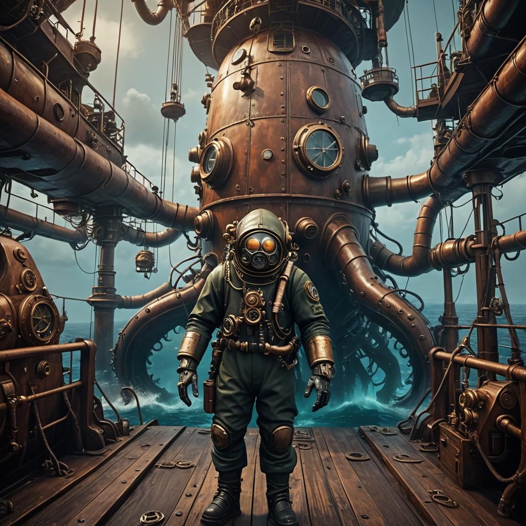 Captain Nemo First Enters the Nautilus - AI Generated Artwork - NightCafe Creator