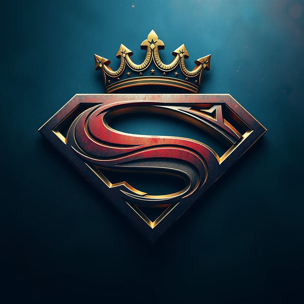 Superman symbol with 4 point crown - Powerful Superman Emble...