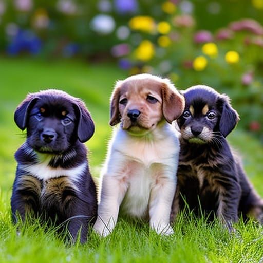 The Triplet Puppies - AI Generated Artwork - NightCafe Creator