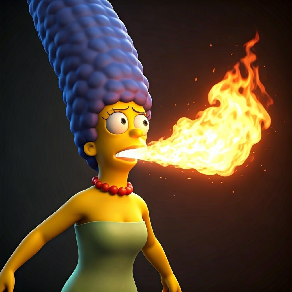 Marge Simpson breathing fire - Marge Simpson Ignites in Vib...