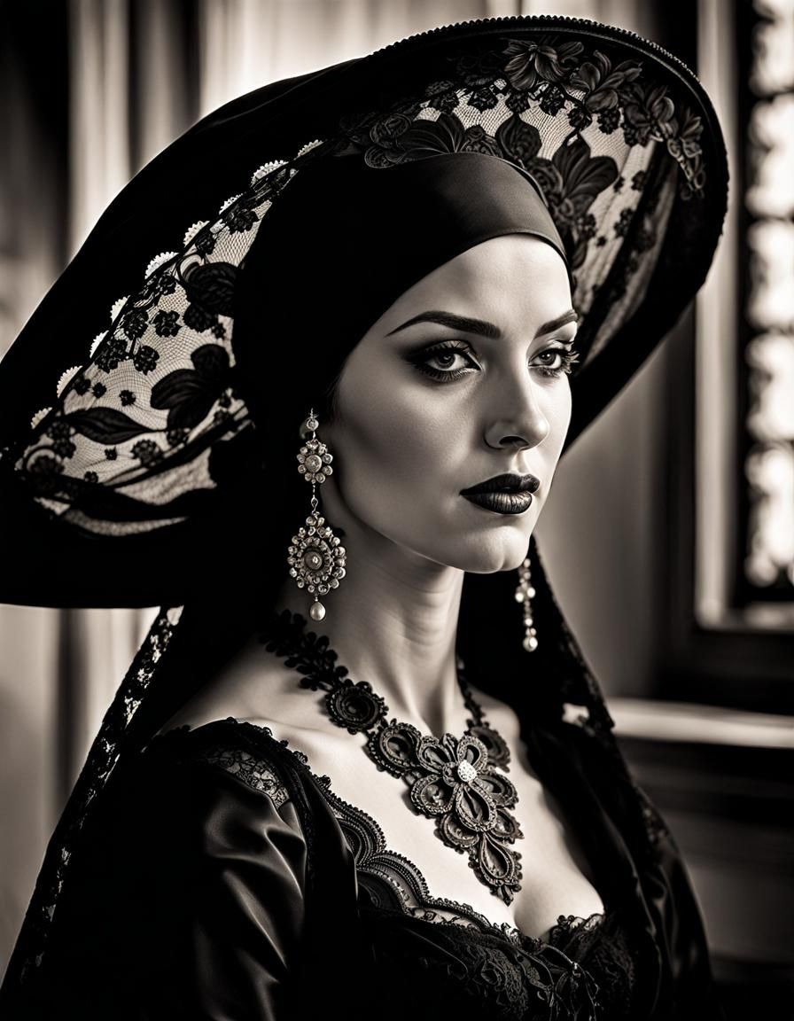 cuban lady in black lace - AI Generated Artwork - NightCafe Creator