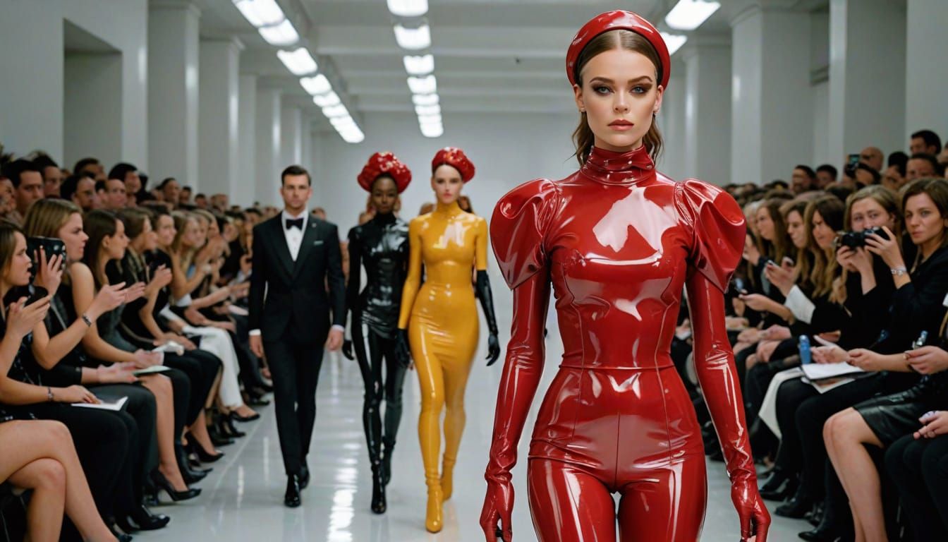 Elegant Fashion Model in Hyper-Realistic Latex Cou... - AI Art