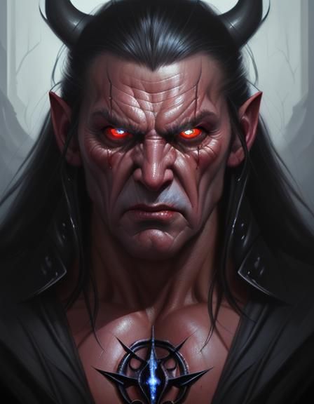 Evil man, beautiful evil face and evil eyes, evil skin, evil massive ...