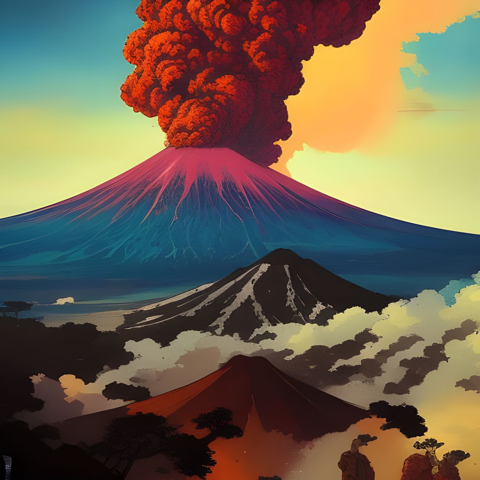 Volcanoes - AI Generated Artwork - NightCafe Creator