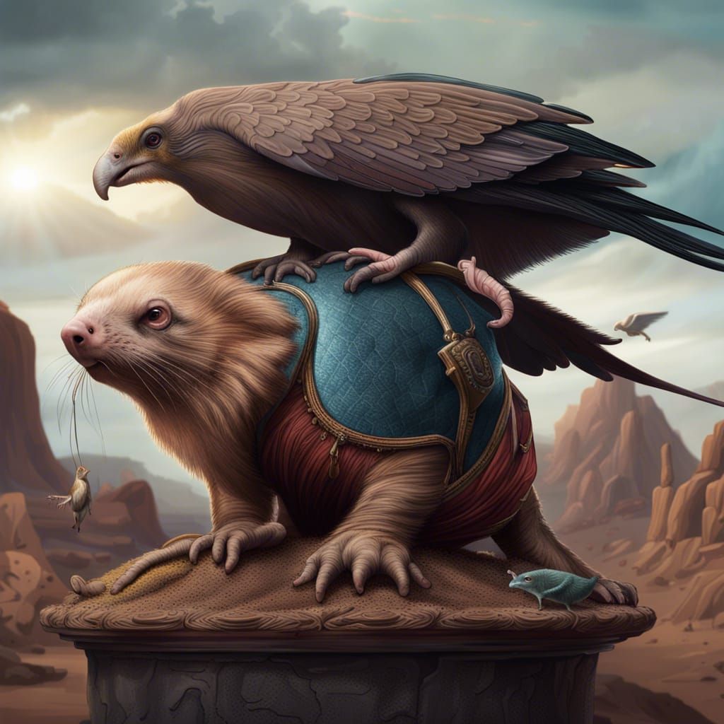 elephant mole rat and falcon hybrid with the base of a falcon but with ...