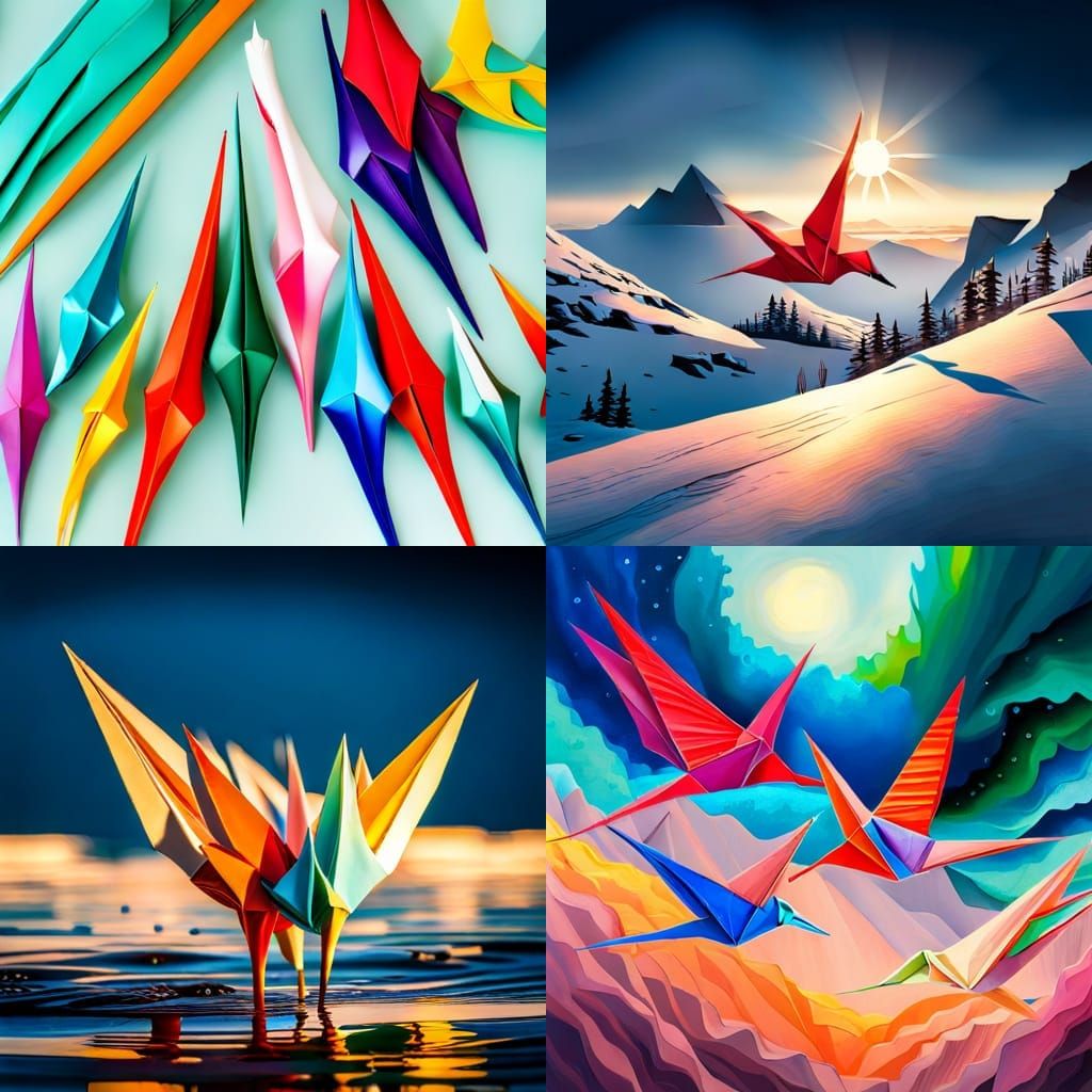 origami cranes various sizes and colors - AI Generated Artwork - NightCafe Creator