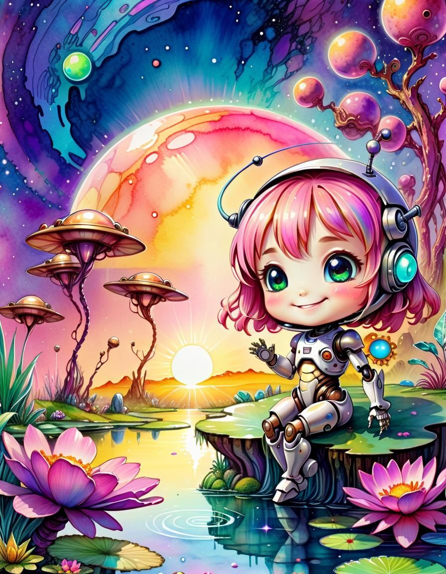 chibi robot smiling, - AI Generated Artwork - NightCafe Creator