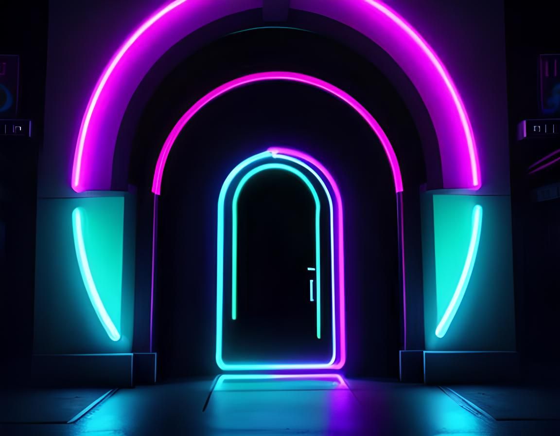 Neon entrance - AI Generated Artwork - NightCafe Creator