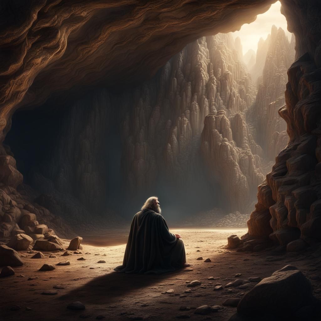 Elijah in Mt. Horeb Cave - AI Generated Artwork - NightCafe Creator