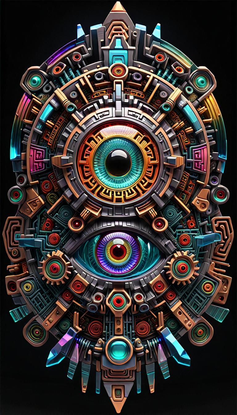 Psychedelic Aztec Psy-Eye, 27mar24 - AI Generated Artwork - NightCafe ...