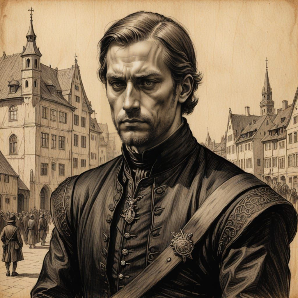Hamlet - Renaissance Prince Mourns in Sepia Tones