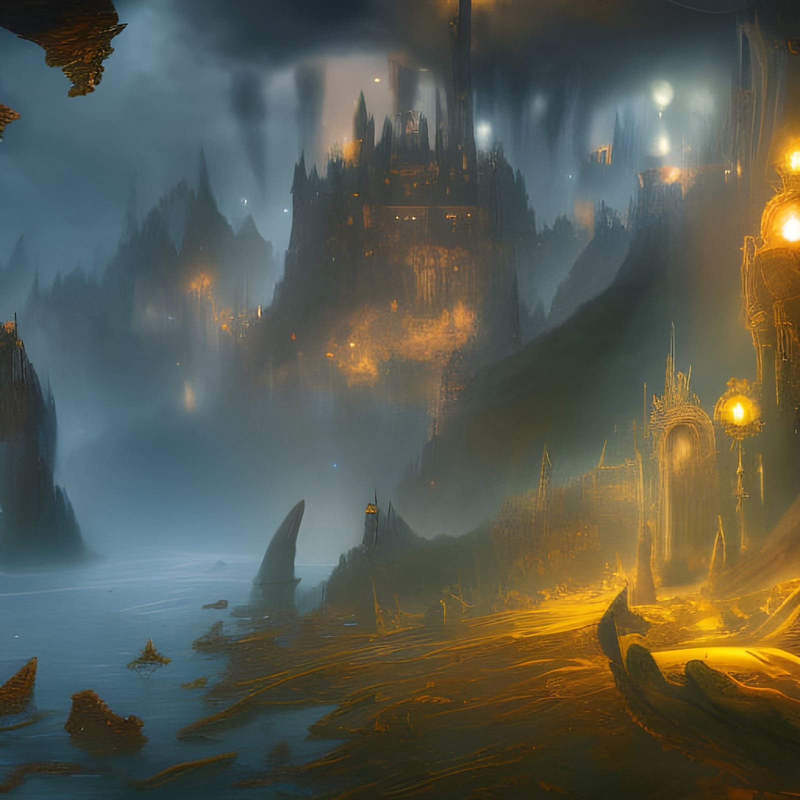 Foggy castle - AI Generated Artwork - NightCafe Creator