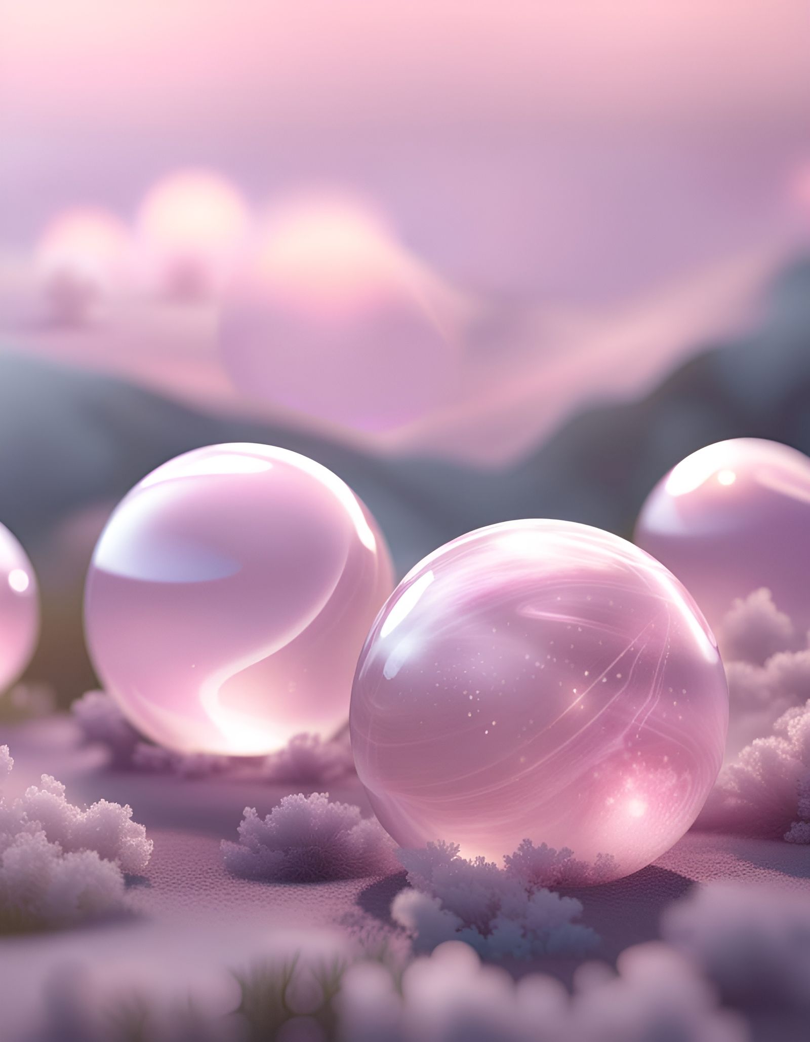 Pink orbs and pink skies 2 - AI Generated Artwork - NightCafe Creator