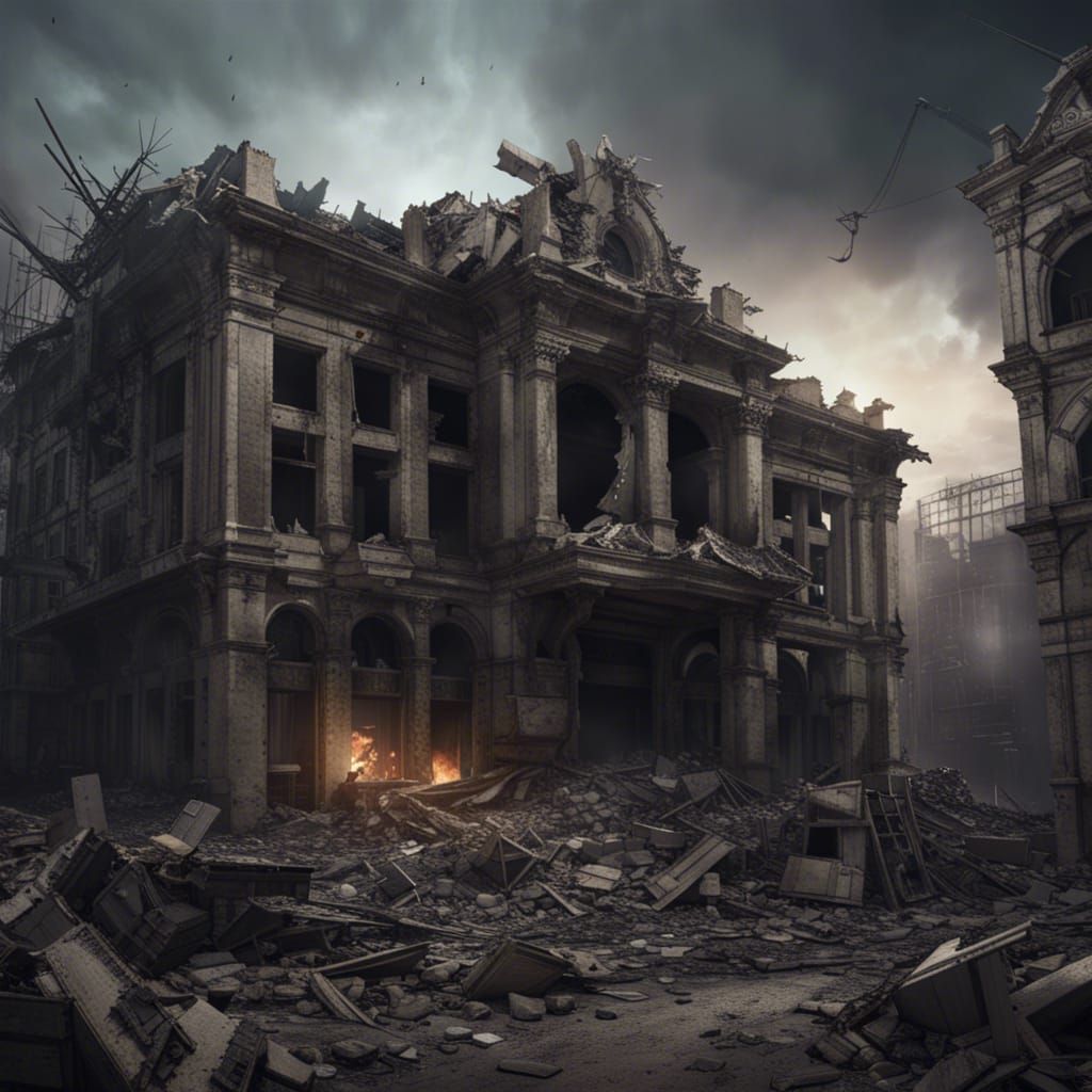 The bombed Theater in the destroyed city of Mariupol - AI Generated ...