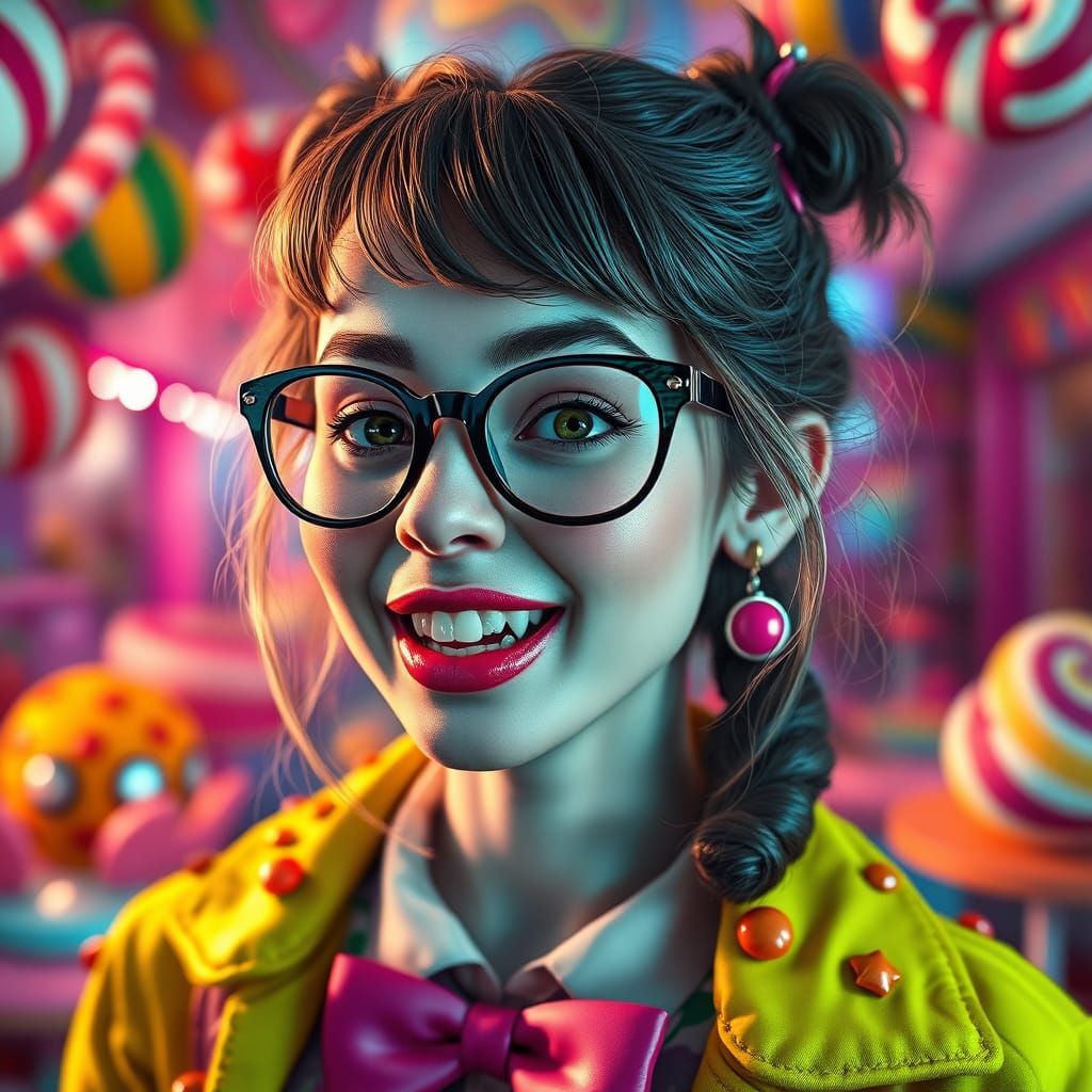 nerdy vampire girl with glasses - Quirky Vampire Girl Exudes...