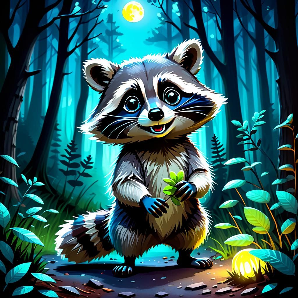 Moonlit Raccoon - AI Generated Artwork - NightCafe Creator