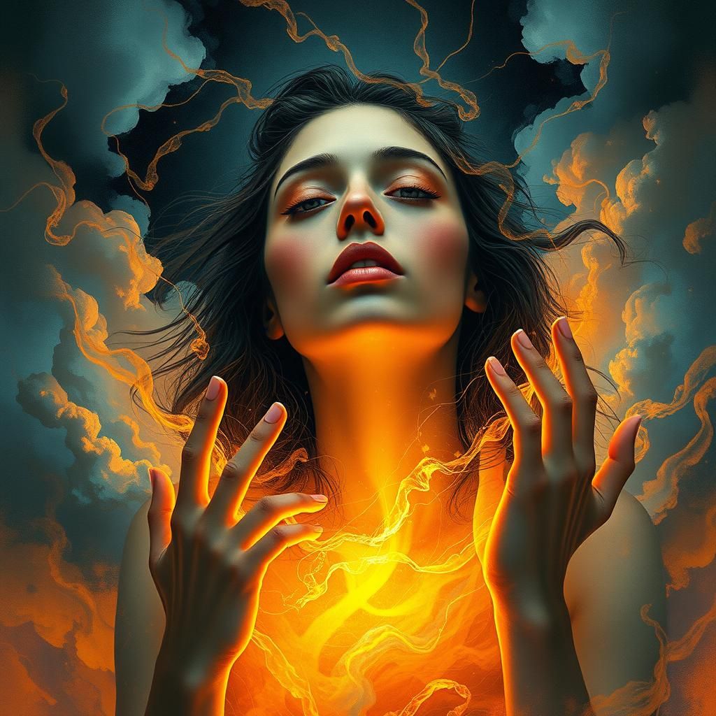 surreal autumn child's drawing of a dreamer , ra... - AI Art