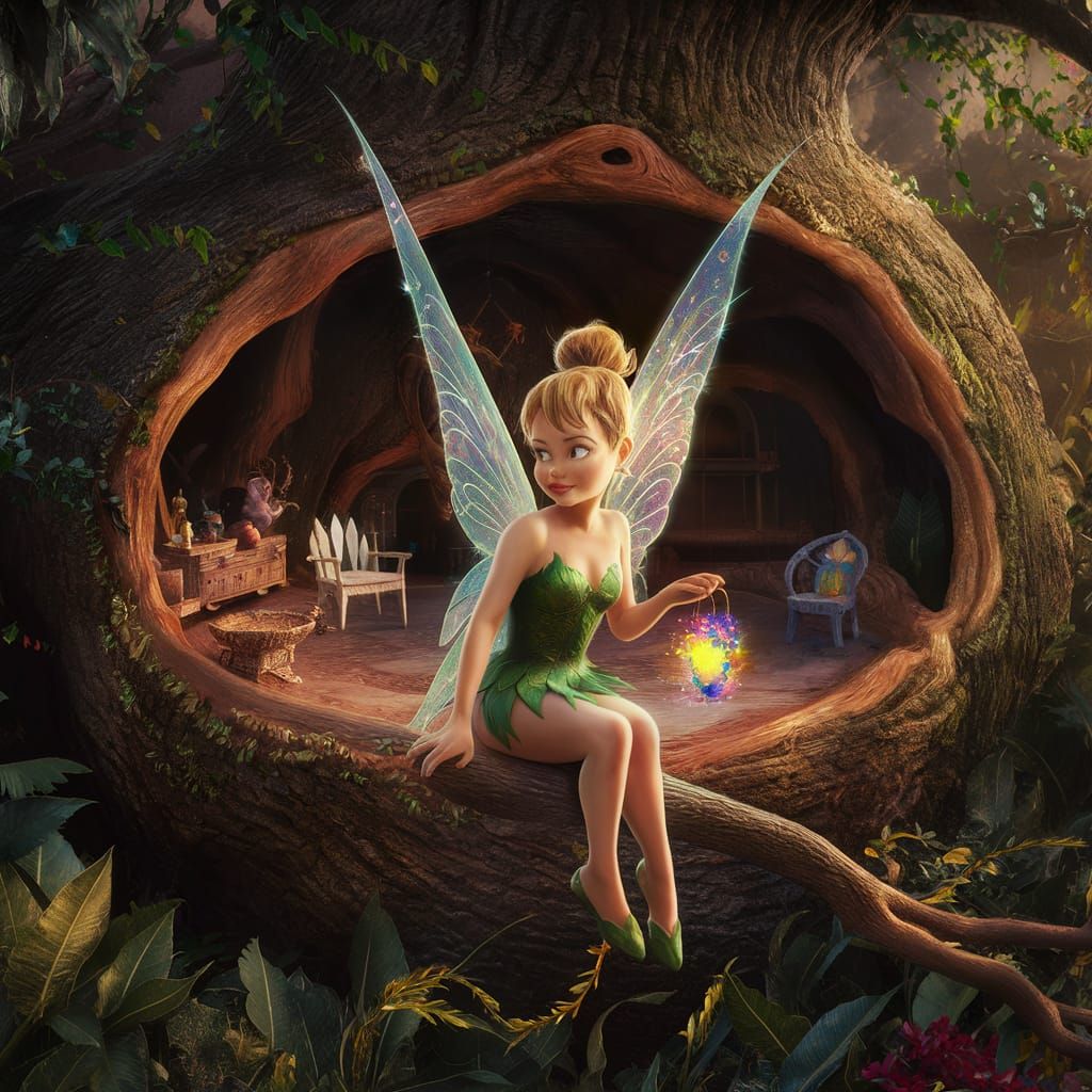 Tinkerbell in Pixie Hollow - AI Generated Artwork - NightCafe Creator