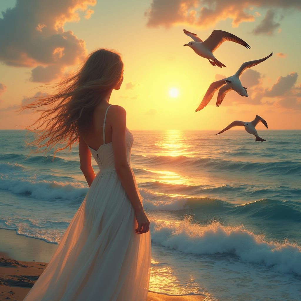 Enchanting Sunrise Scene in Fantastical Realism St... - AI Art