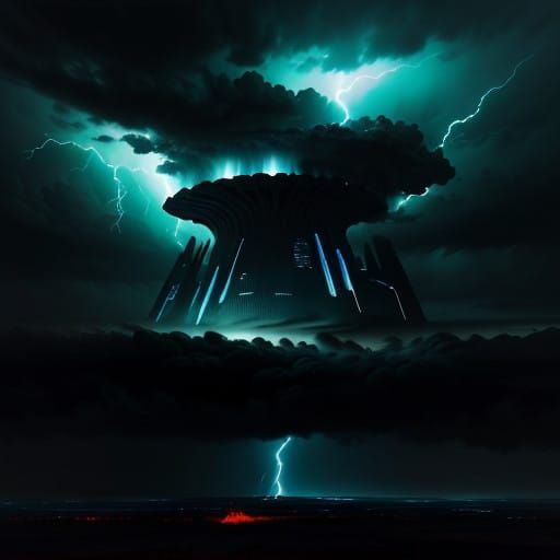 Apocalyptic Thunderstorm Landscape in Surrealist S... - AI Art
