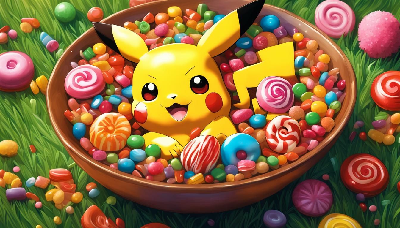 Pikachu Loves Candy - AI Generated Artwork - NightCafe Creator
