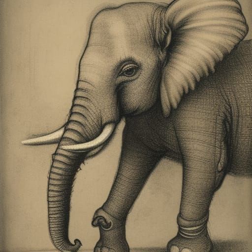 Elephant with butterfly ears and tiger body etching Rembrandt - AI Generated Artwork - NightCafe ...