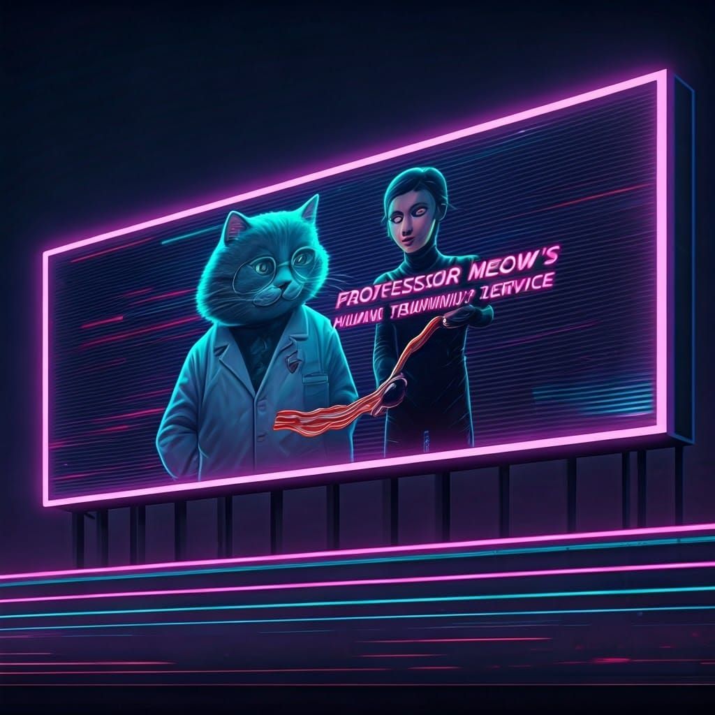 Professor Meow's Human Training - Electric Blue Billboard f...