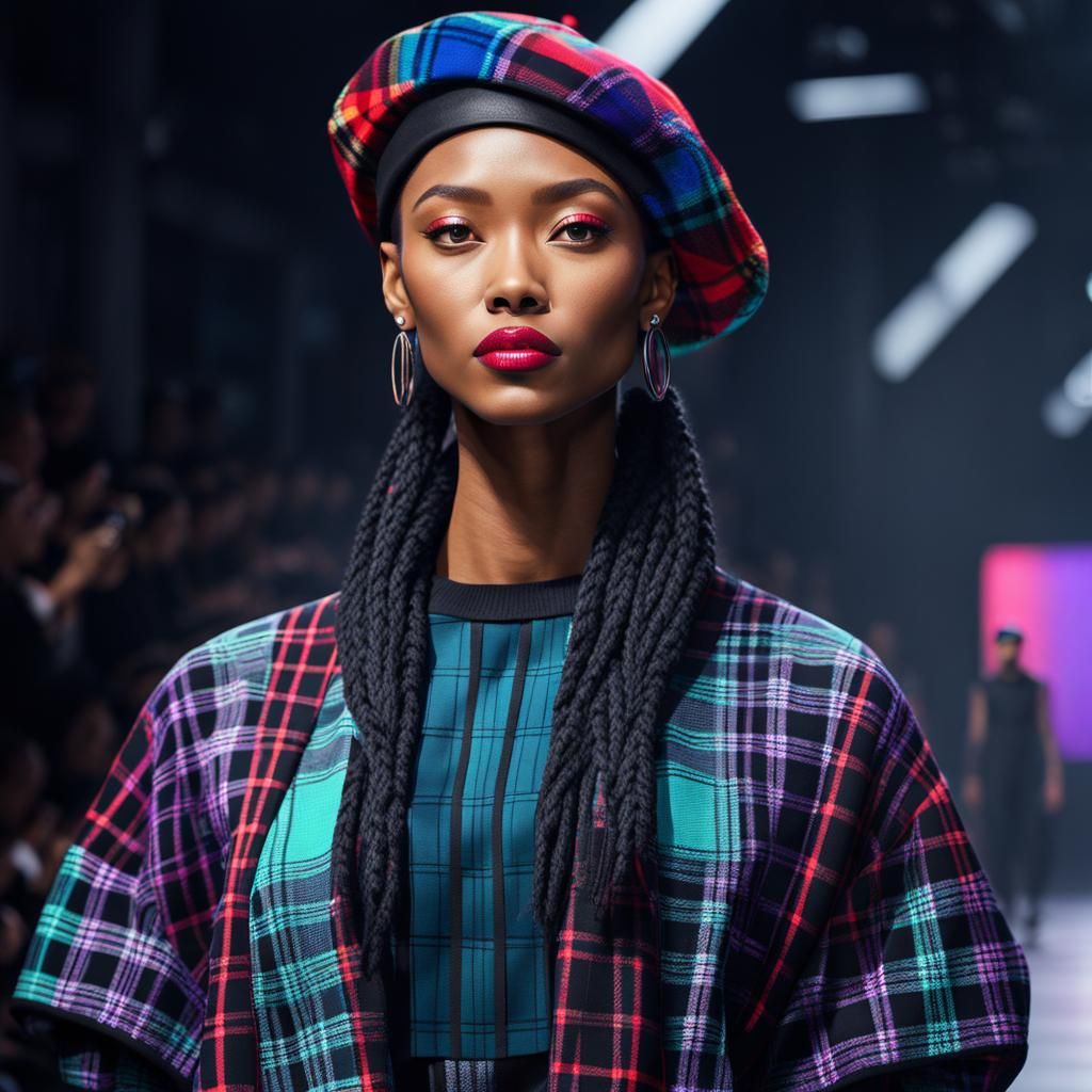 Plaid and Plaits - Modern Plaid Supermodel - AI Generated Artwork ...