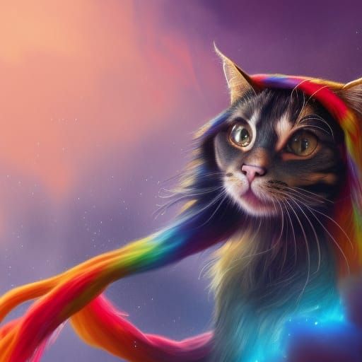 bipedal cat that wears amazon box and has one pink ear and one blue ear ...