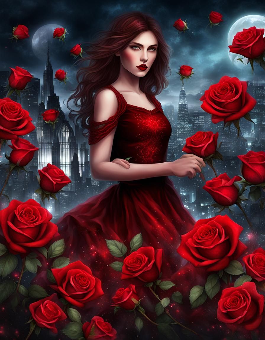 cover, romance, red roses, urban fantasy, magic - AI Generated Artwork ...