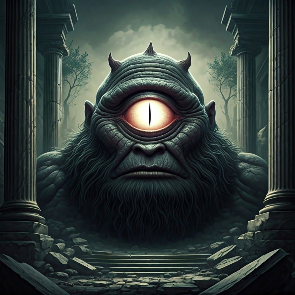 Cyclops - Ancient Greek Cyclops in Dramatic, High Contrast S...
