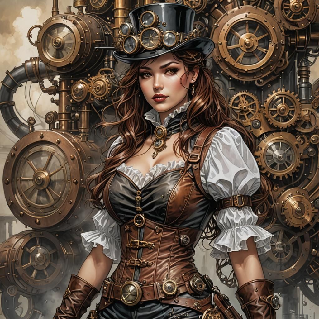 Steampunk Woman (Jim Lee) - AI Generated Artwork - NightCafe Creator