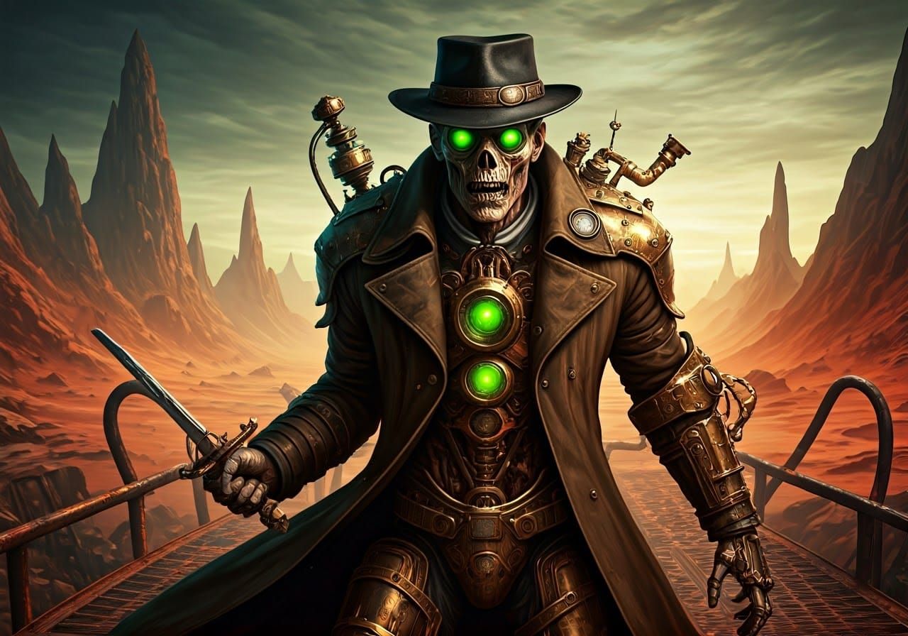 Steampunk Zombie in the wasteland - Steampunk Zombie in the...