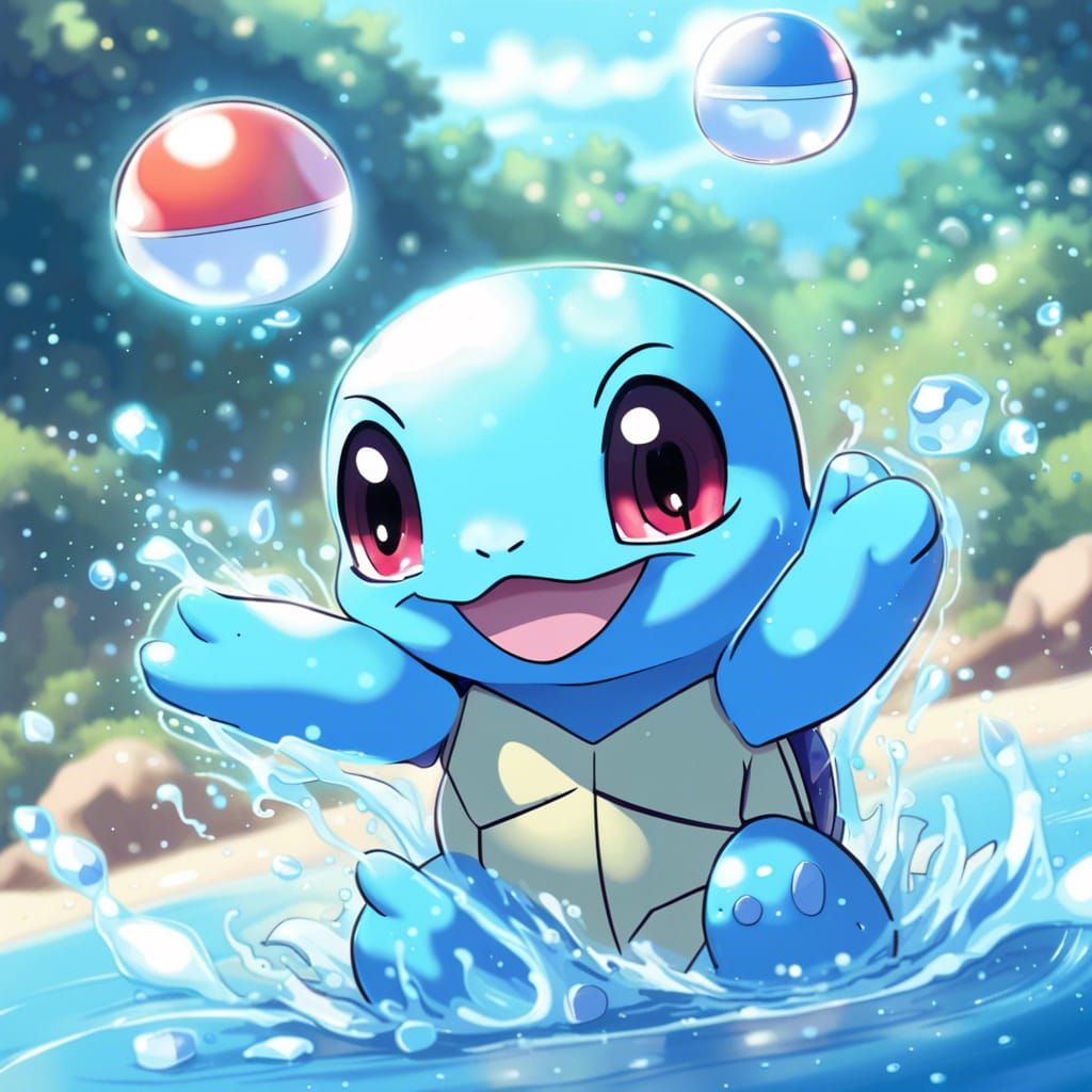 Baby Squirtle Playing - AI Generated Artwork - NightCafe Creator