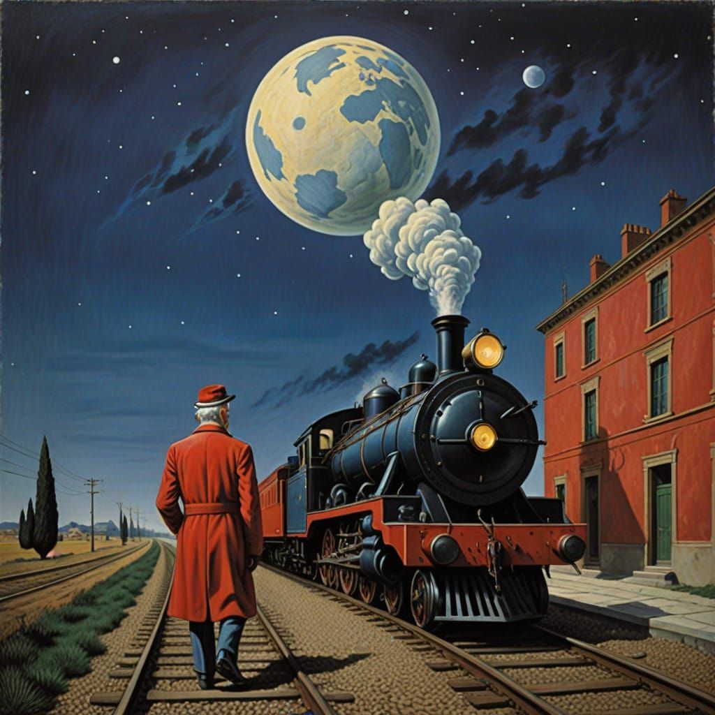 Santa brings a railroad train. - Santa's Surrealist Railroa...