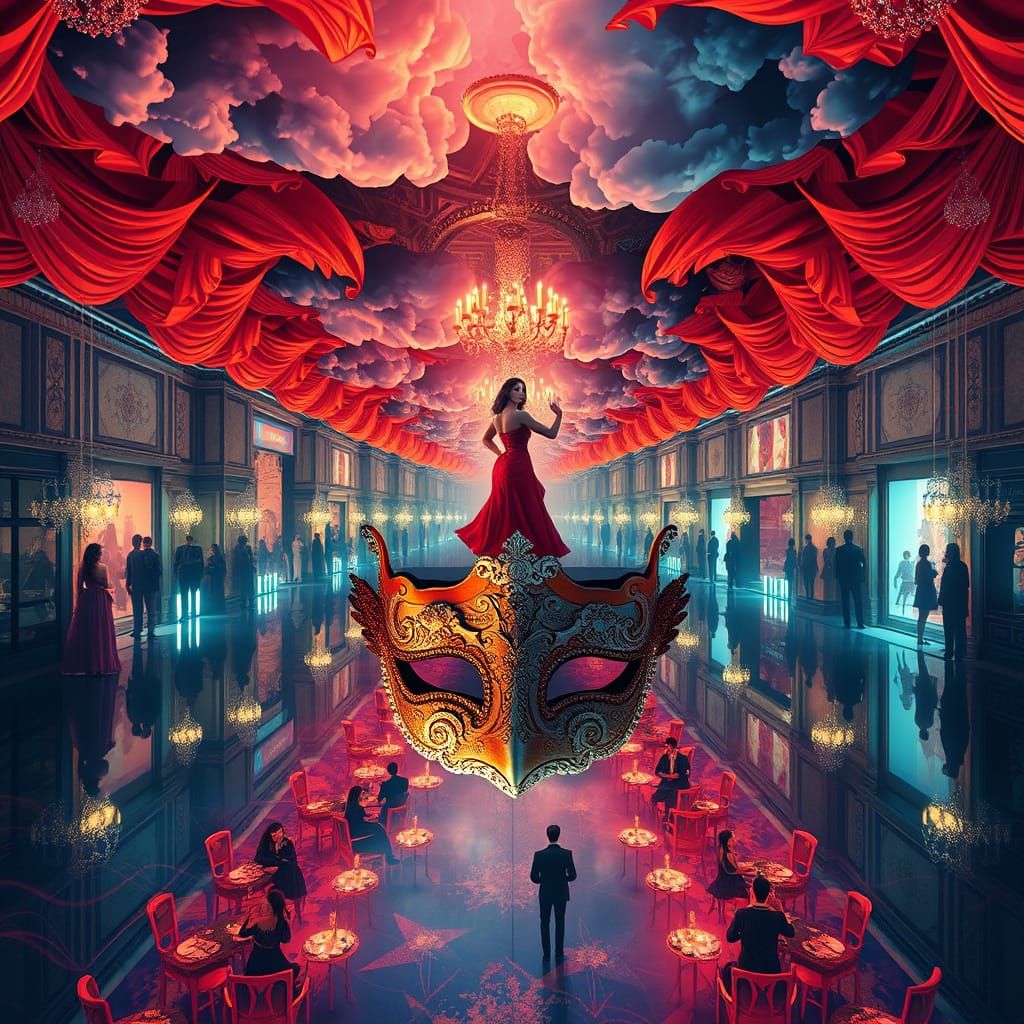 The Inverted Masquerade - Upside-Down Cityscape in Vibrant ...