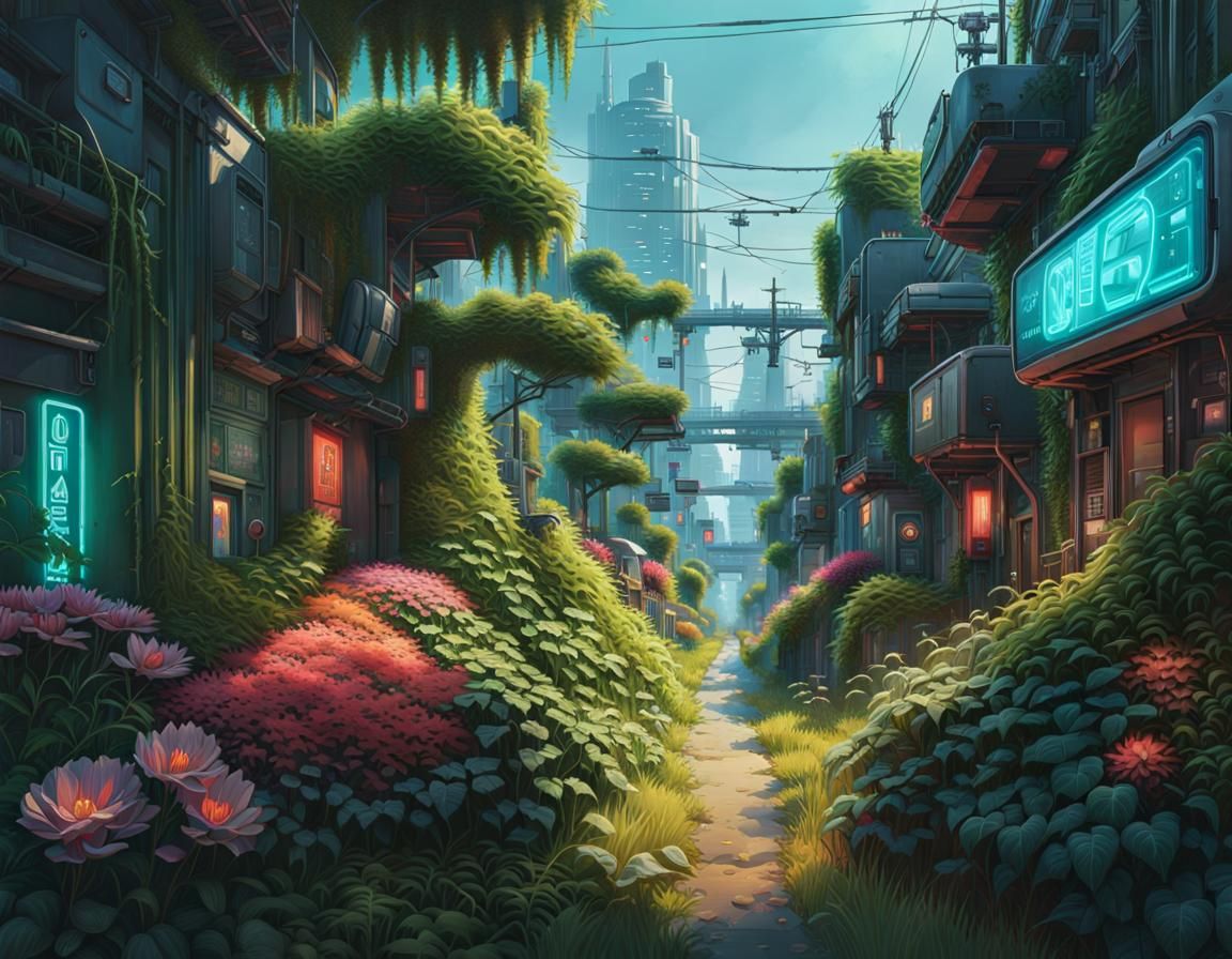 Overgrown Alley - AI Generated Artwork - NightCafe Creator