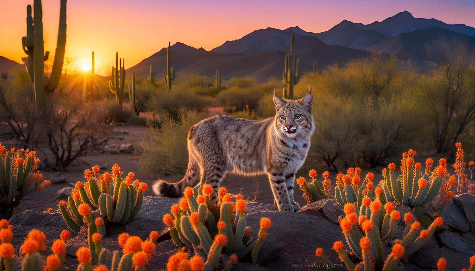 Bobcat in the Sonoran Desert - AI Generated Artwork - NightCafe Creator