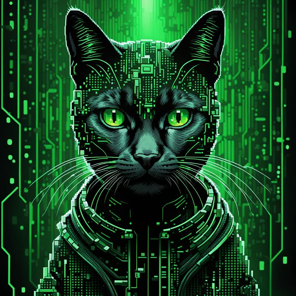 Matrix's cat - AI Generated Artwork - NightCafe Creator
