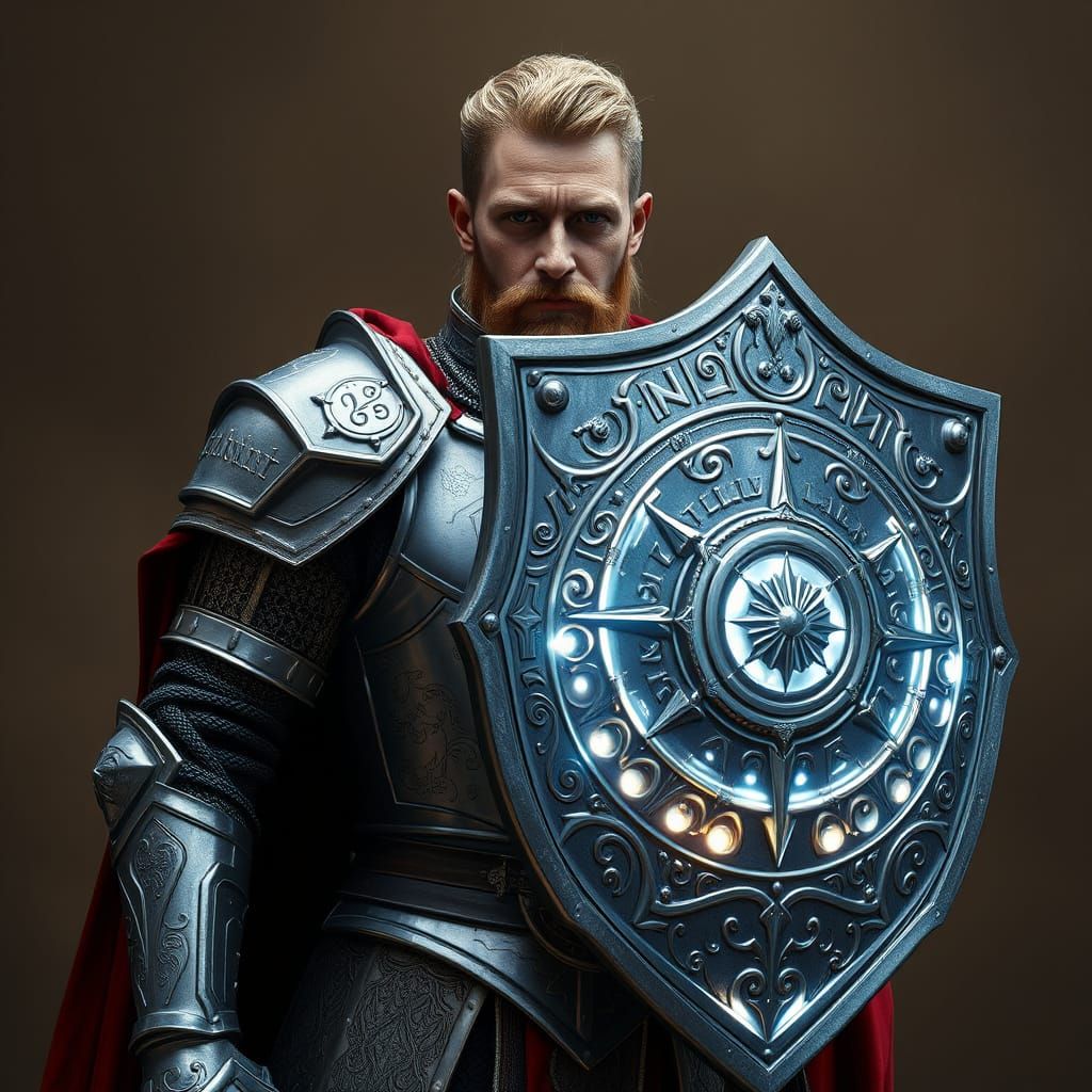 Gallant Knight in Ornate Armor with Glowing Magic ... - AI Art