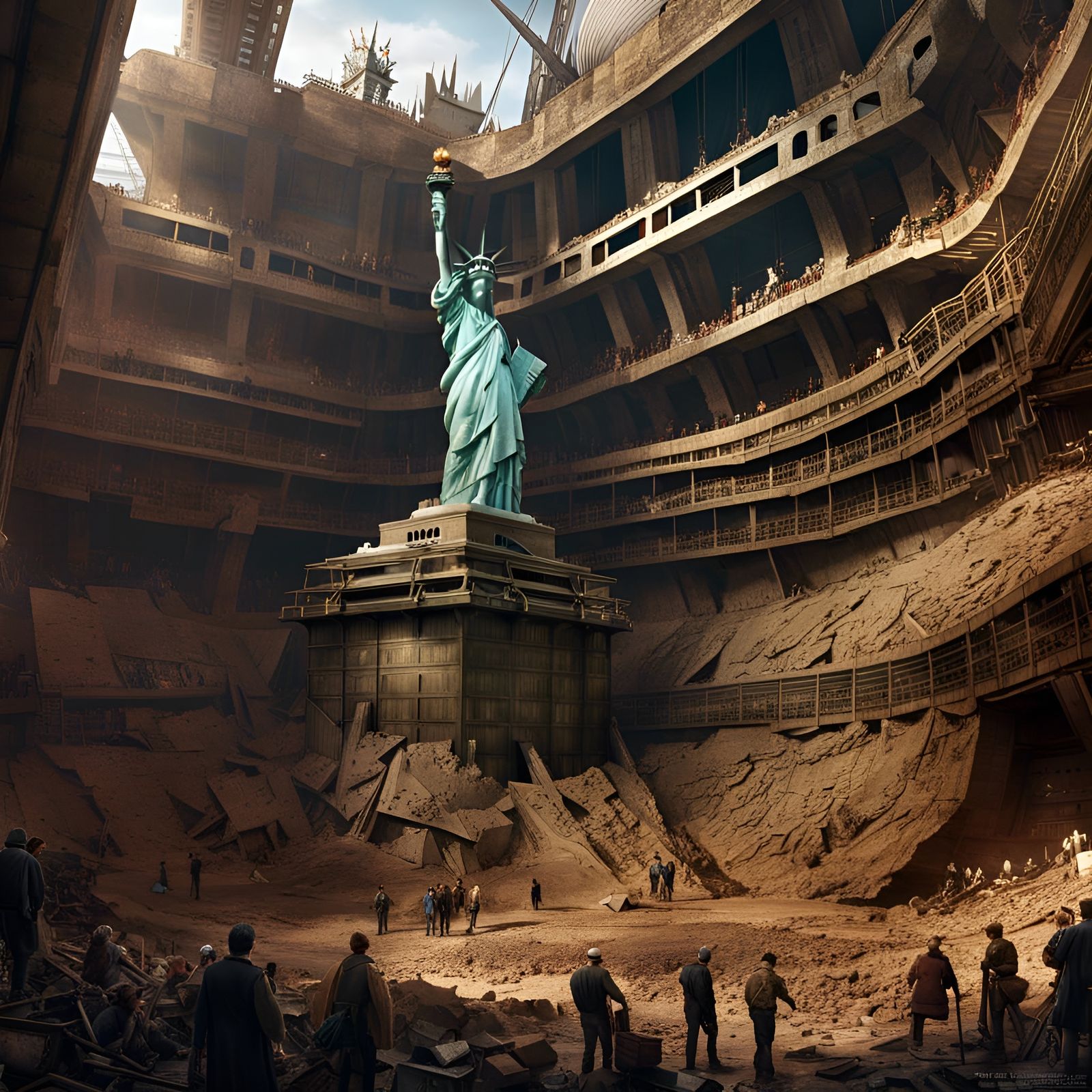 Post apocalyptic excavation on the statue of liberty - AI Generated ...