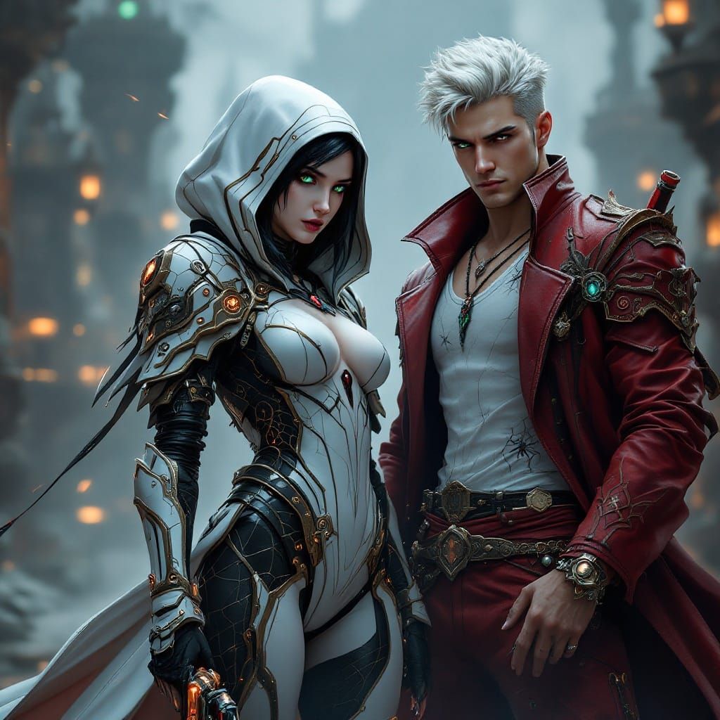 Gothic Fantasy Demon Hunters in Immersive Cityscap... - AI Art